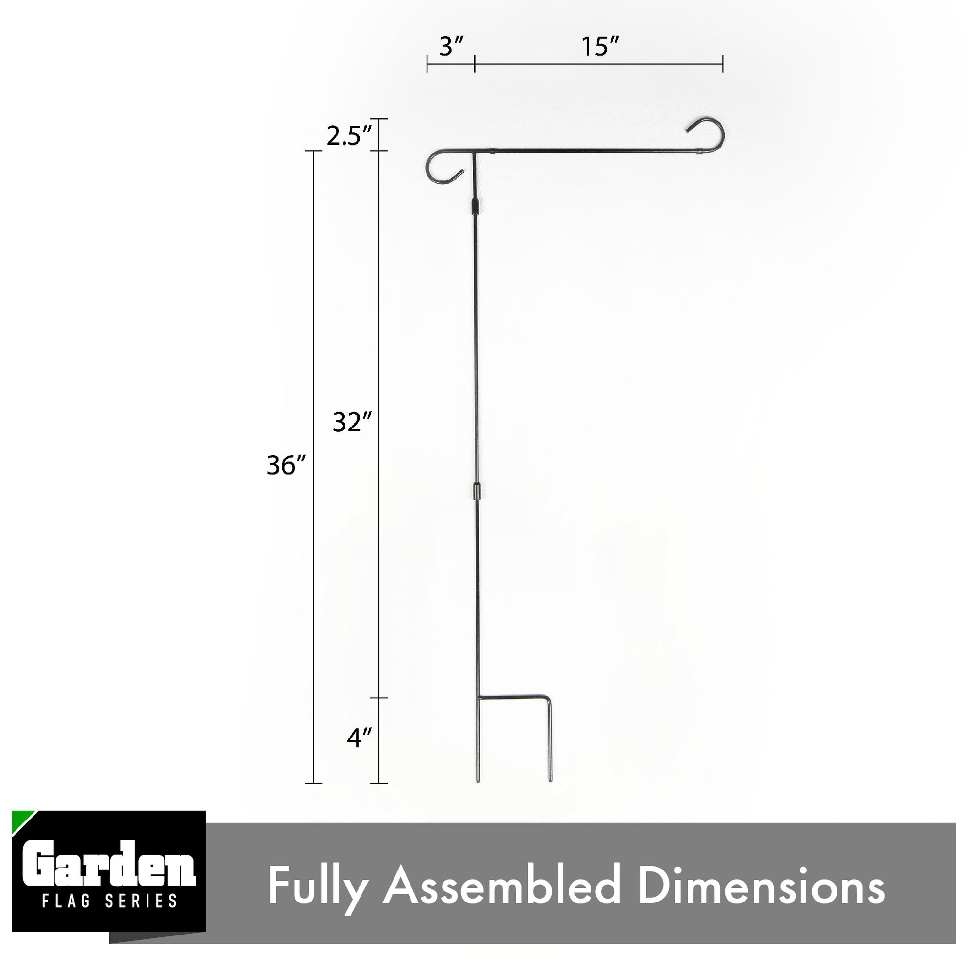 G128 Garden Flag Stand Flagpole | 36"x15" | Black Wrought Iron Stand ...