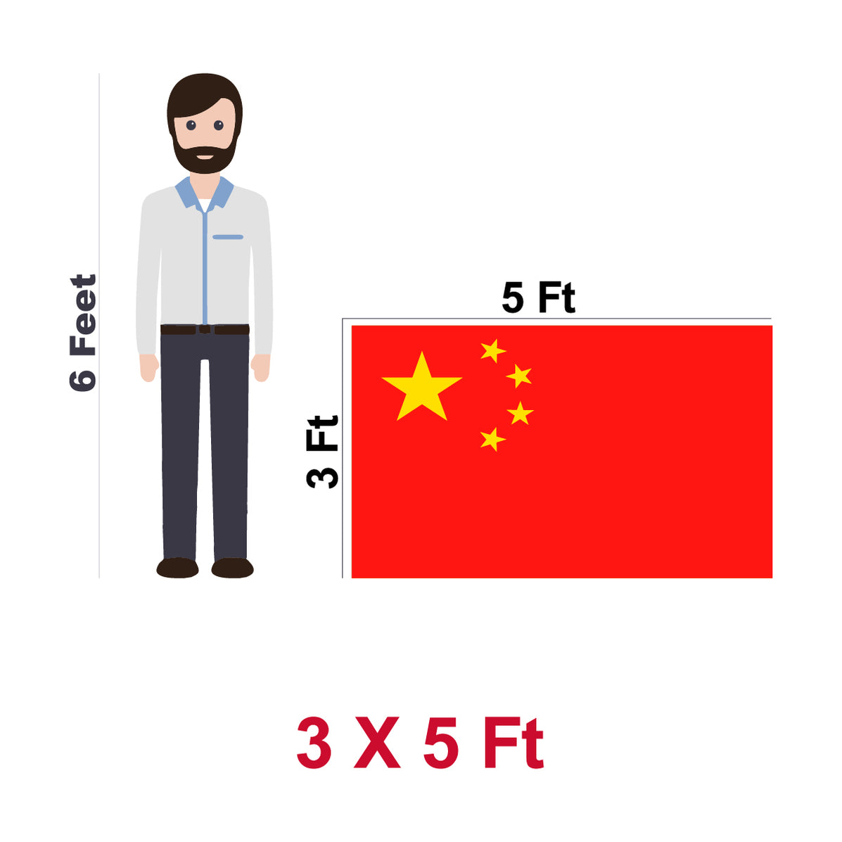 G128 China Flag 210D Embroidered Polyester 3x5 Ft — G128store.com