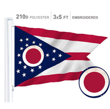 Ohio State Flag 300D Embroidered Polyester 3x5 Ft — G128store.com